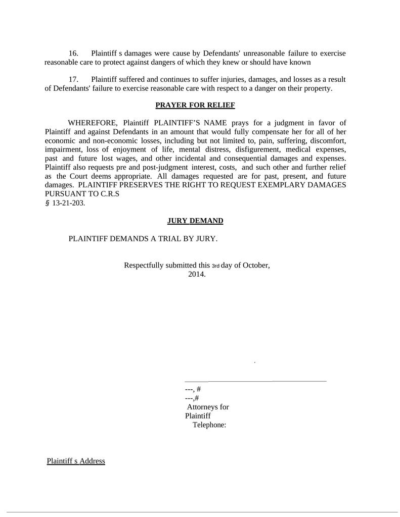 Complaint for Premise Liability - Attorney Docs - The Legal Document ... Complaint for Premise Liability - Attorney Docs - The Legal Document ...